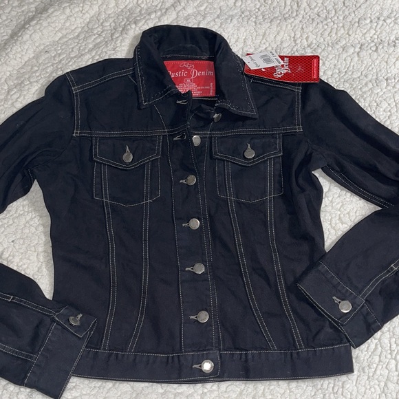 rustic denim | Jackets & Coats | Nwt Rustic Denim Black Denim Jacket Xl ...